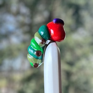 Kawaii Colorful Caterpillar Hipper, Tiny Handmade Book Character Charm ...