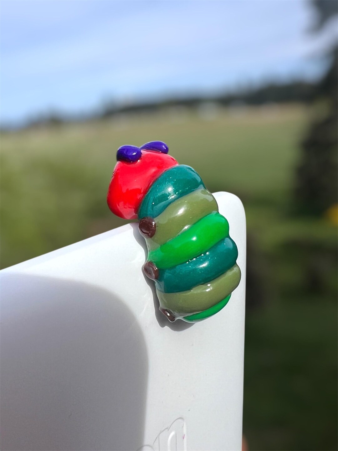 Kawaii Colorful Caterpillar Hipper, Tiny Handmade Book Character Charm ...