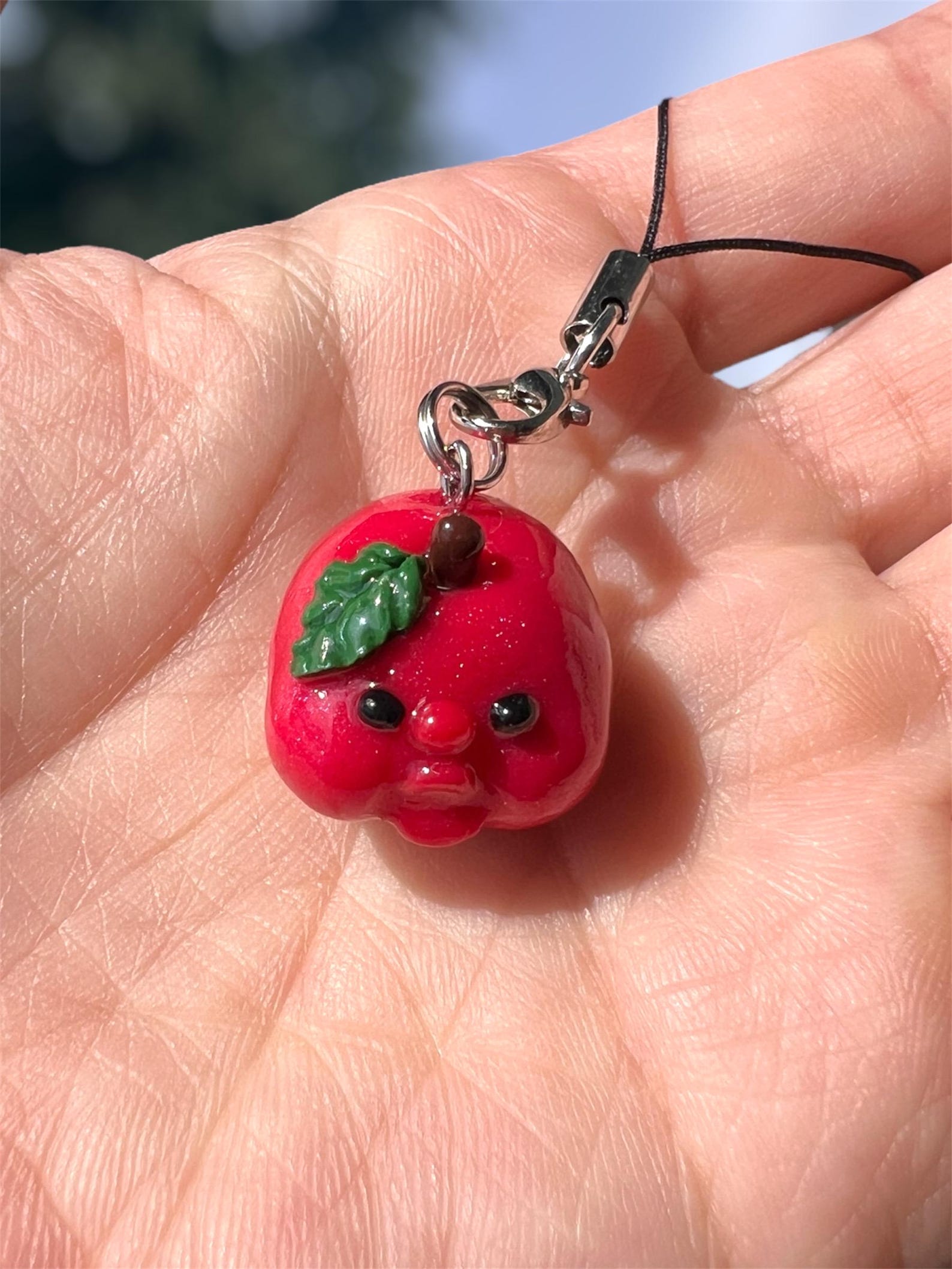 Kawaii Apple Keychain, Unique Handmade Fruit Charm, Quirky Red & Green ...