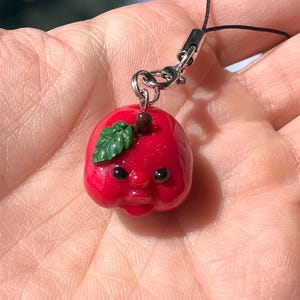 Kawaii Apple Keychain, Unique Handmade Fruit Charm, Quirky Red & Green ...