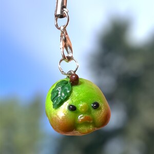 Kawaii Apple Keychain, Unique Handmade Fruit Charm, Quirky Red & Green ...