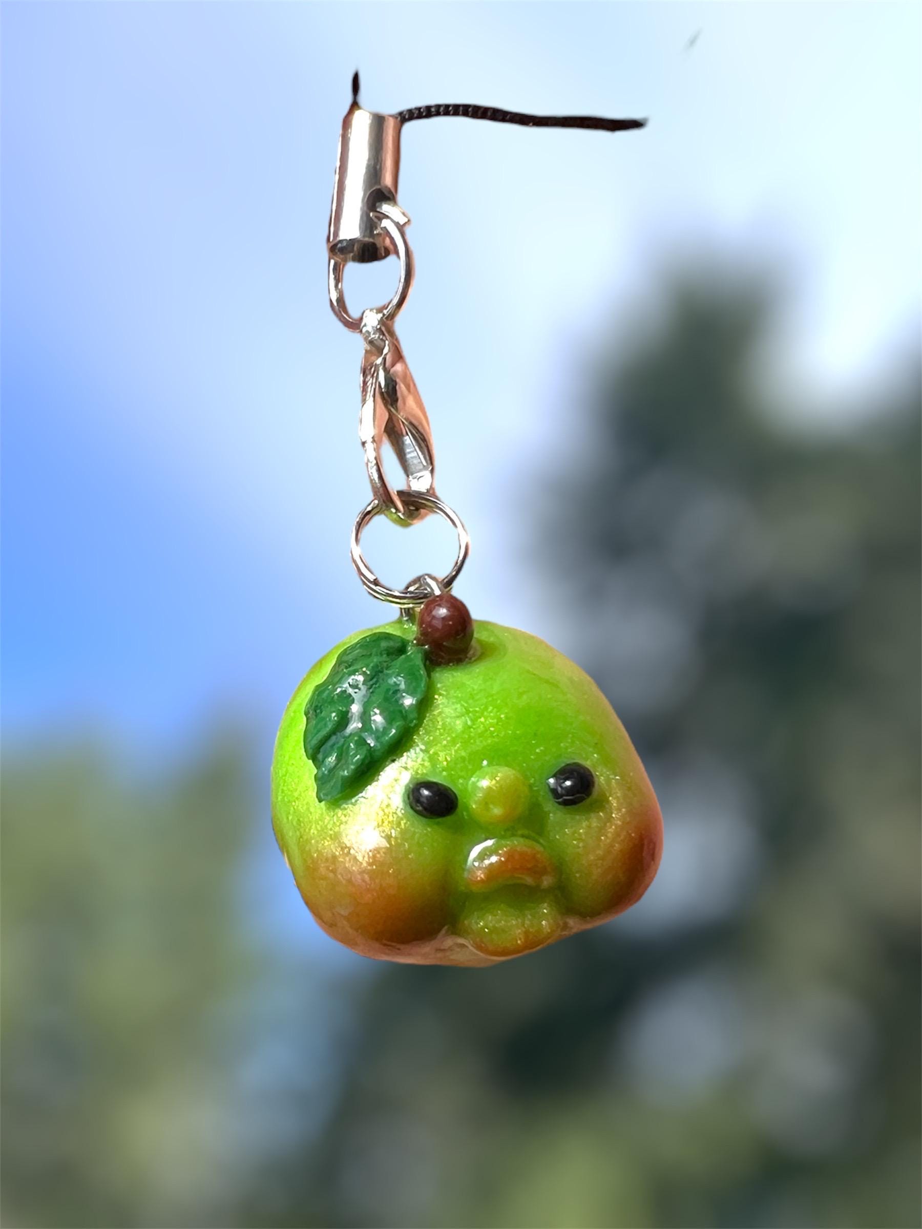 Kawaii Apple Keychain, Unique Handmade Fruit Charm, Quirky Red & Green ...