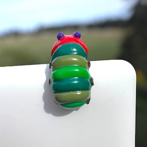 Kawaii Colorful Caterpillar Hipper, Tiny Handmade Book Character Charm ...