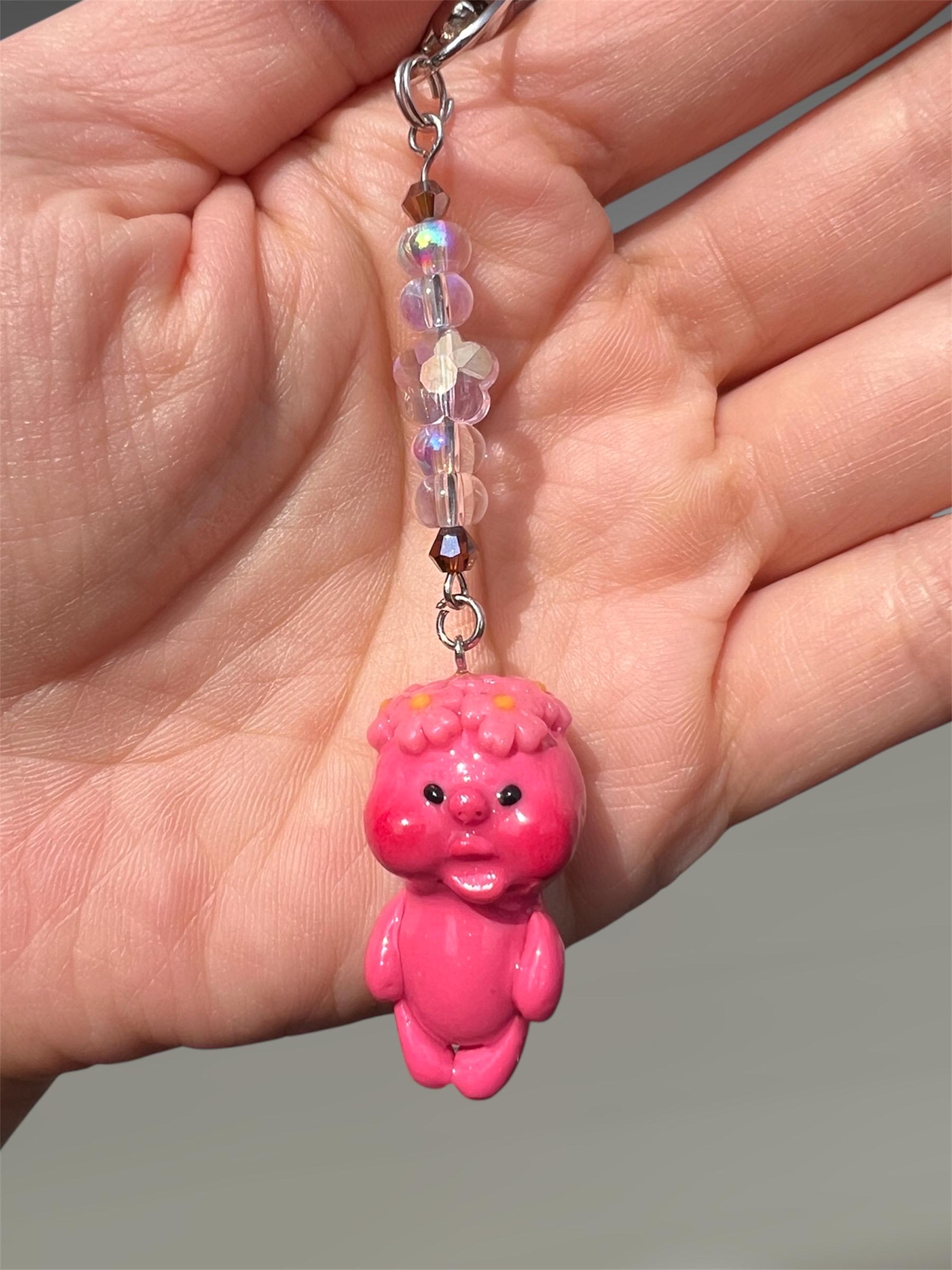 Kawaii Sakura Baby Keychain, Unique Handmade Fairy Clay Charm, Quirky ...