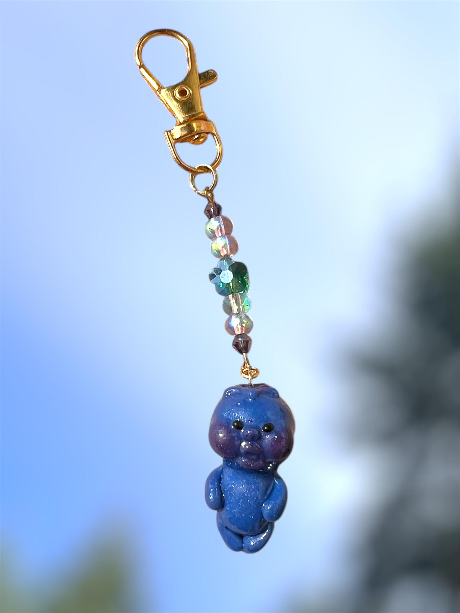 Kawaii Mini Blueberry Baby Keychain, Unique Handmade Fruit Charm ...