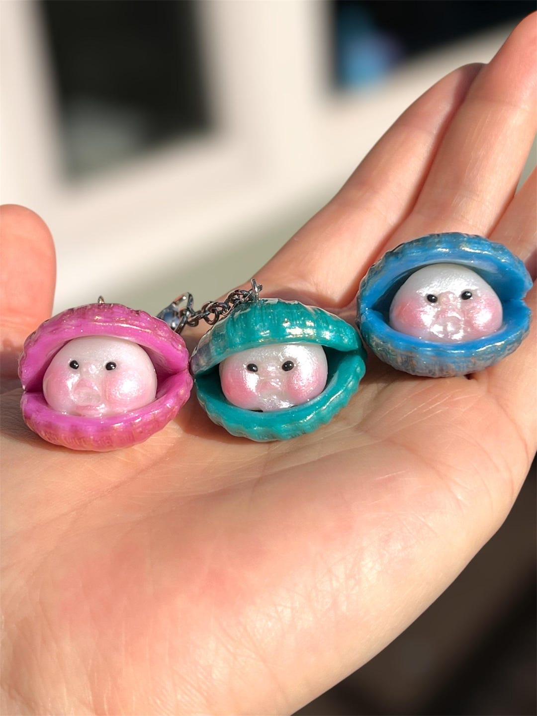 Kawaii Clay Pearly Baby Keychain, Unique Handmade Pearl Charm, Quirky ...