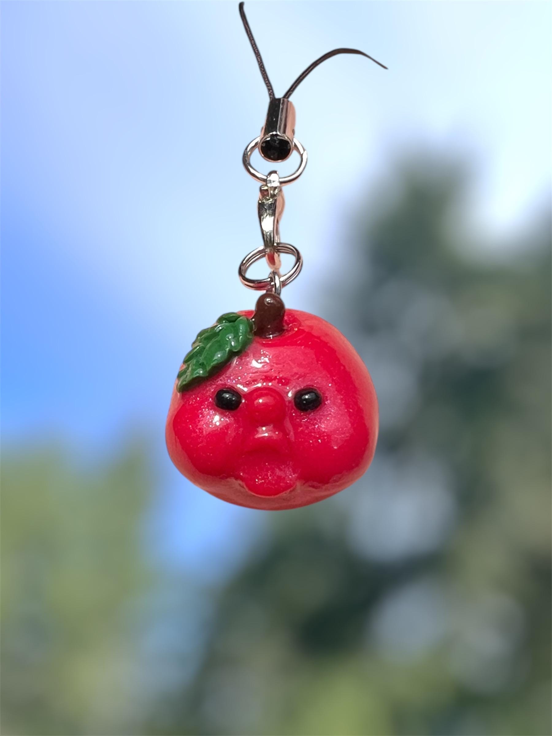 Kawaii Apple Keychain, Unique Handmade Fruit Charm, Quirky Red & Green ...
