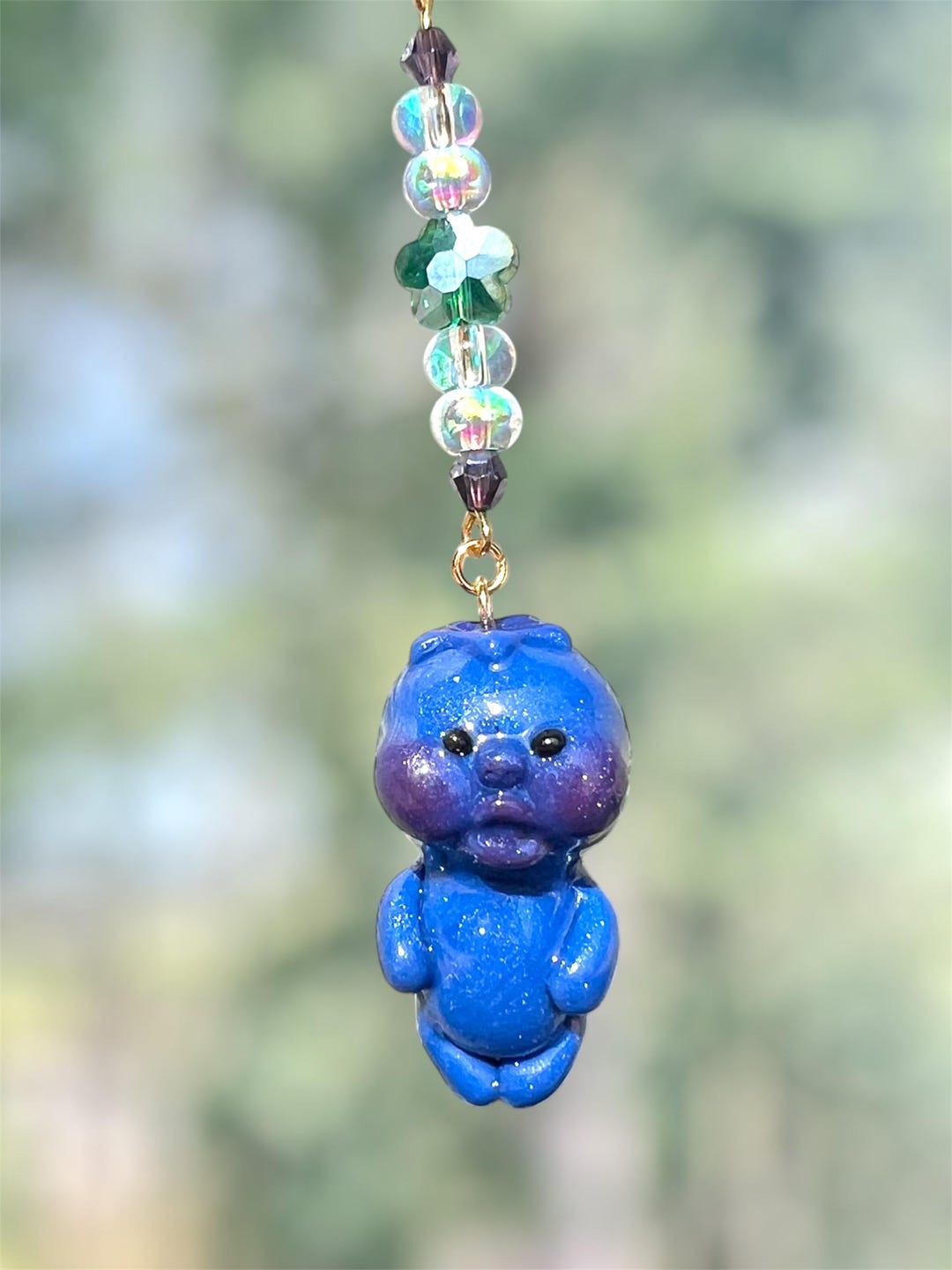 Kawaii Mini Blueberry Baby Keychain, Unique Handmade Fruit Charm ...