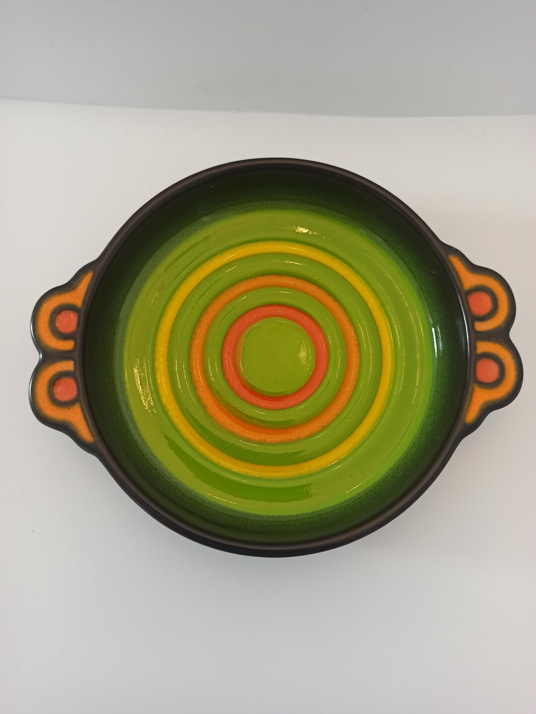 POP ART 1970's Dish Bowl Bullseye Green Orange Yellow Black ...