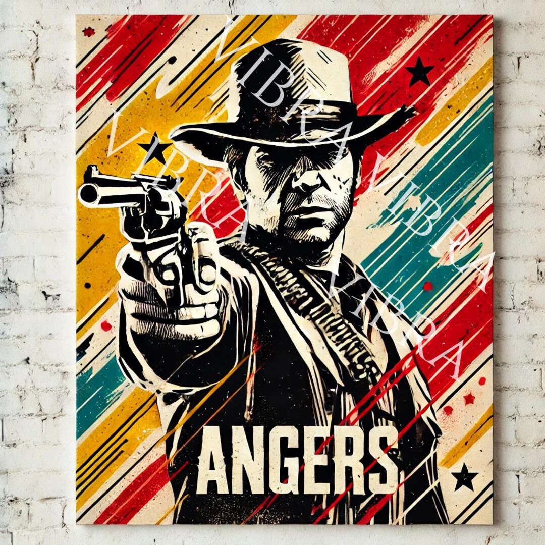 Old West Cowboy Print 50s Illustrated Art Mid Century JPG Digital ...