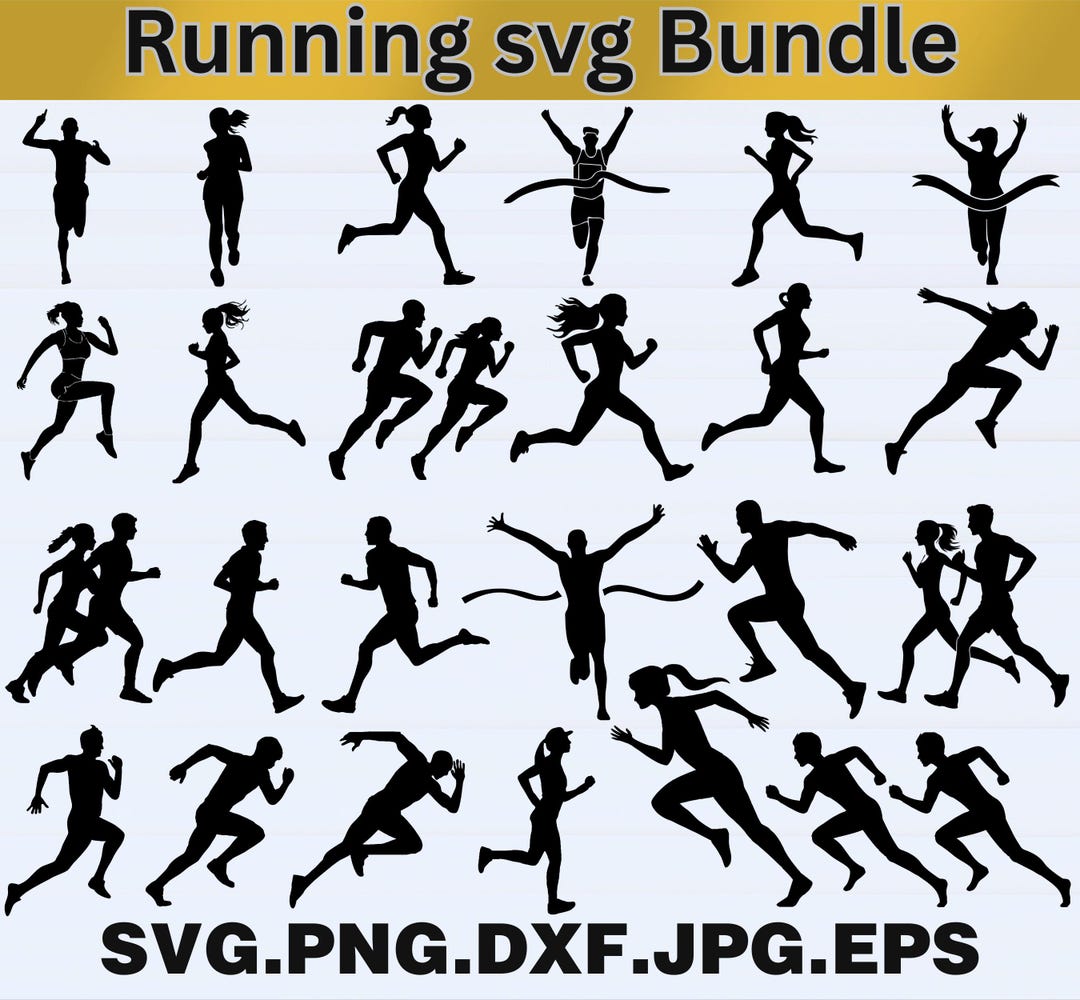 Running Svg Bundle, Running People Svg, Athletic Silhouettes, Running ...