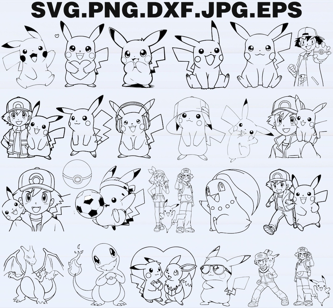 Pokemon SVG Bundle, Pikachu Clipart & Cartoon Silhouette, Pokemon ...