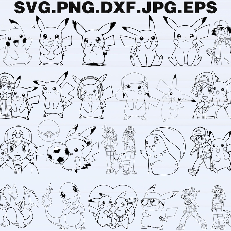 Pikachu Outline - Etsy