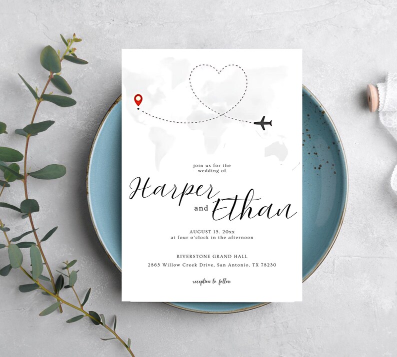 Editable DIY Destination Wedding Invitation Template, Suite Editable ...