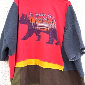 Funky Upcycled Patchwork Smoky Mountains Trout Fishing Cropped Shirt by ...