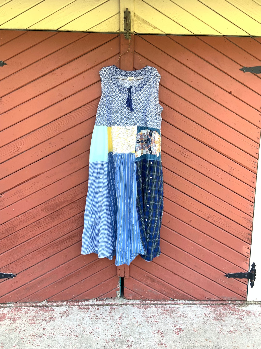 Reworked Upcycled Lightweight Blue Floral Dress, Eco Friendly Dress by ...