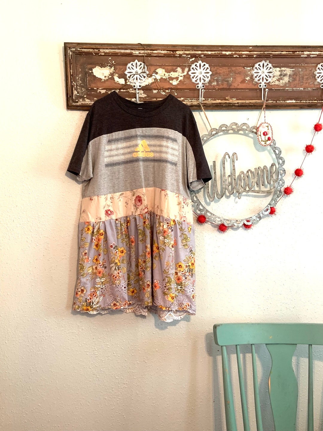 Upcycled Restyled Patchwork Floral Athletic Style Shirt, Reimagined ...