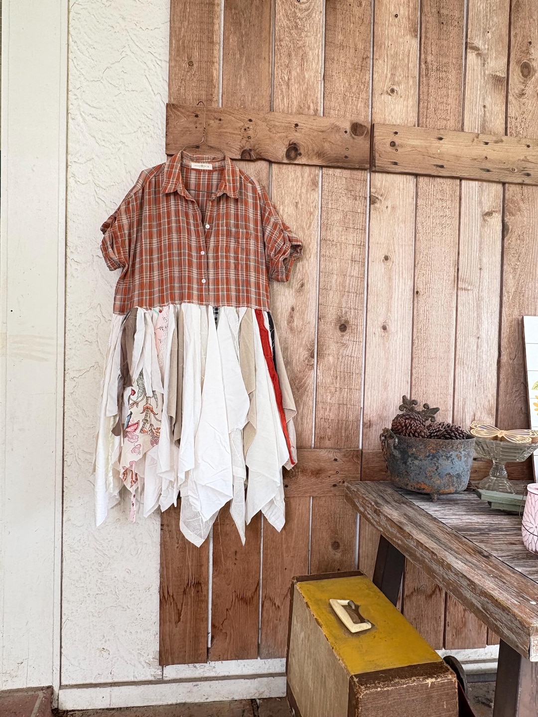 Upcycled Tattered Rust Plaid Dress, Womens Fall Dress, Tunic, Upcycled ...