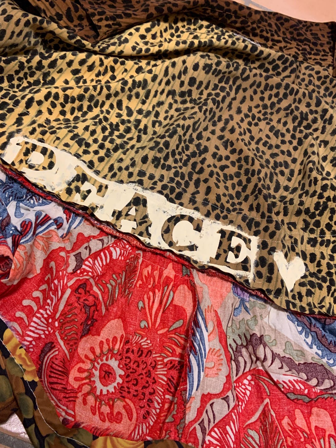 Upcycled Patchwork Boho Cheetah Print Peace Jacket, Upcycled Clothing ...