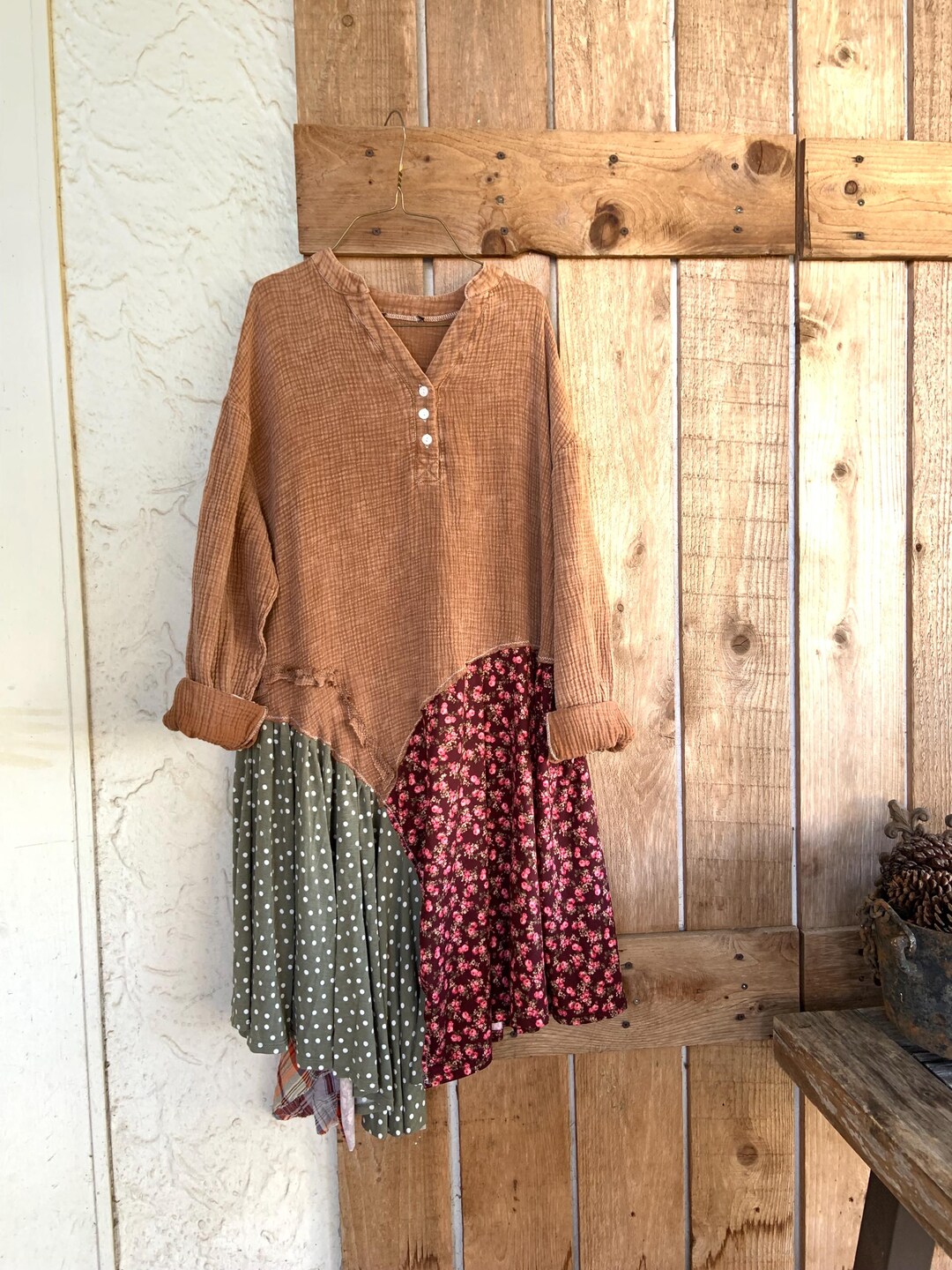 Ladies Upcycled Funky Rust and Black Hoodie Tunic Dress, Comfortable ...