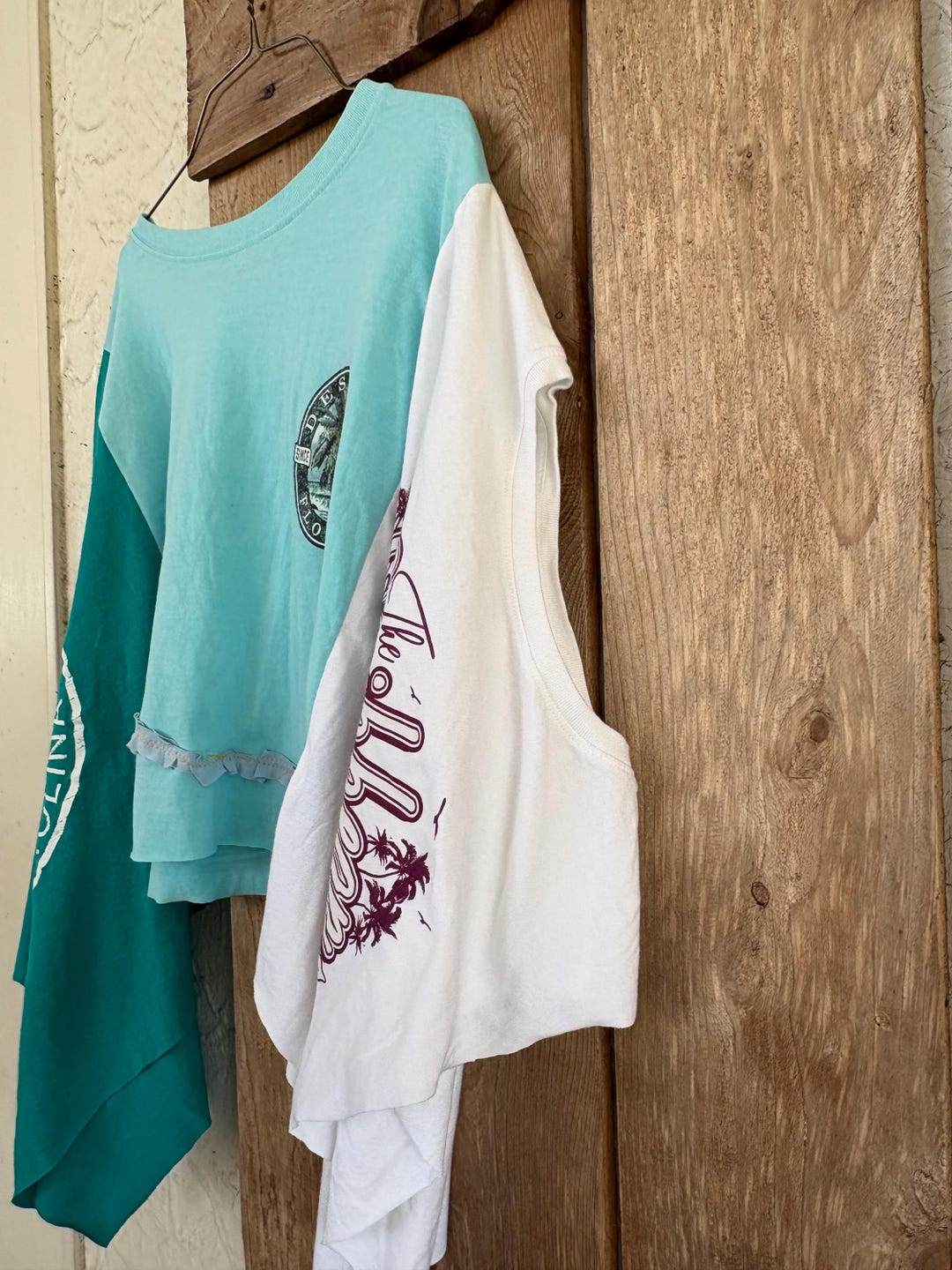 Upcycled Patchwork Oversized Cropped Beach Poncho Tee Tunic, Creolesha ...