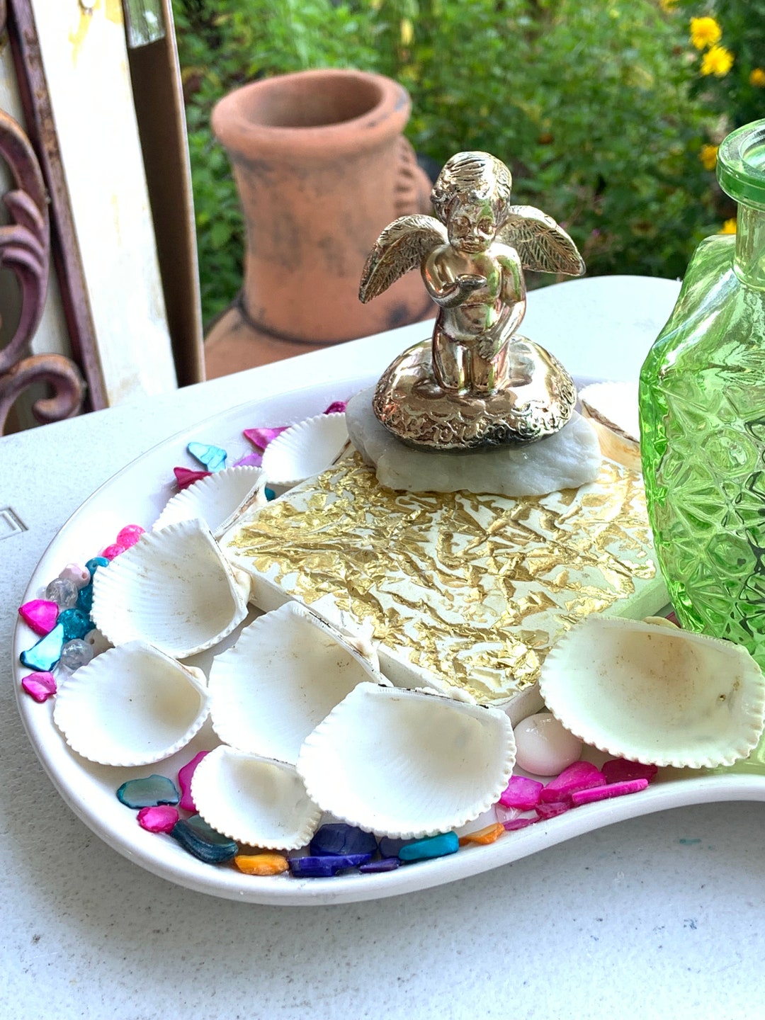 Artist Repurposed Watercolor Palette Dish or Jewelry Holder, Flower ...