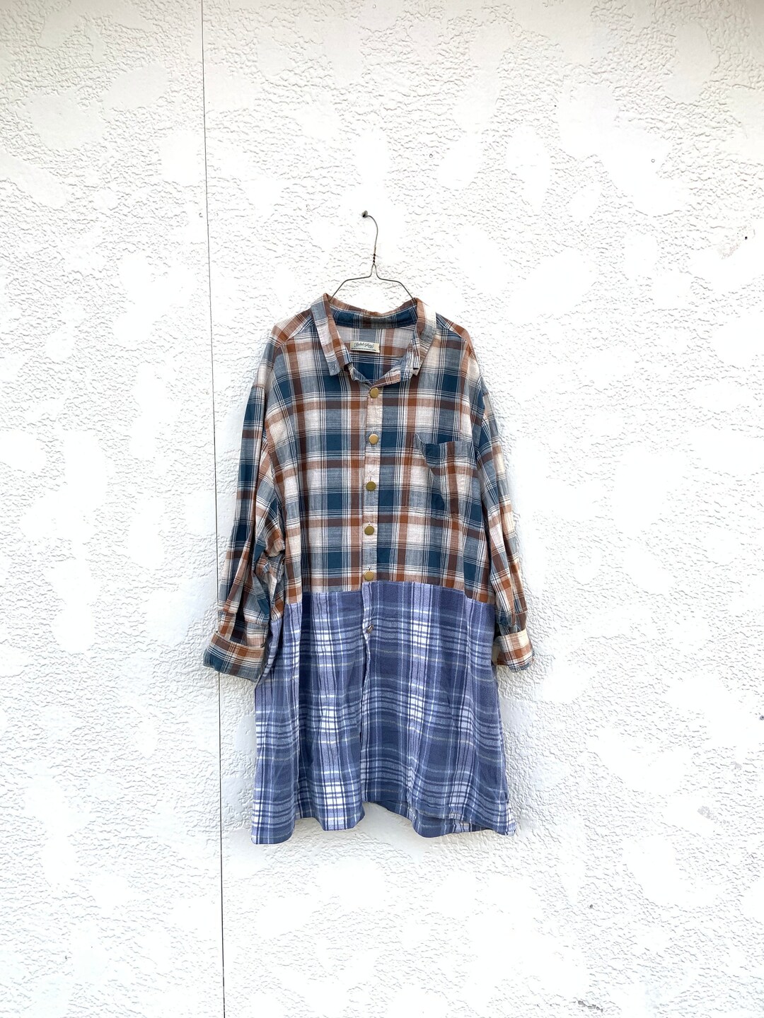 Funky Upcycled Plaid Shirt Dress, Reworked Tunic, Jacket, Button up ...