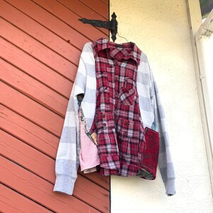 Jacket Collection - Upcycled Red Flannel Jacket - Red Plaid Jacket With ...