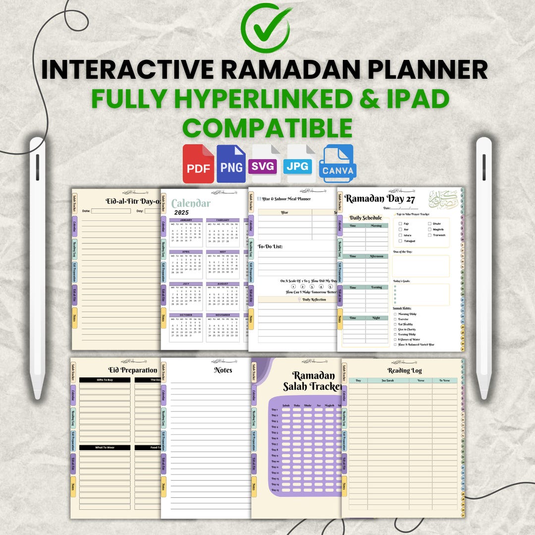 Ramadan Planner 2025, Ramadan Tracker, Digital Muslims 30 Days Planner ...