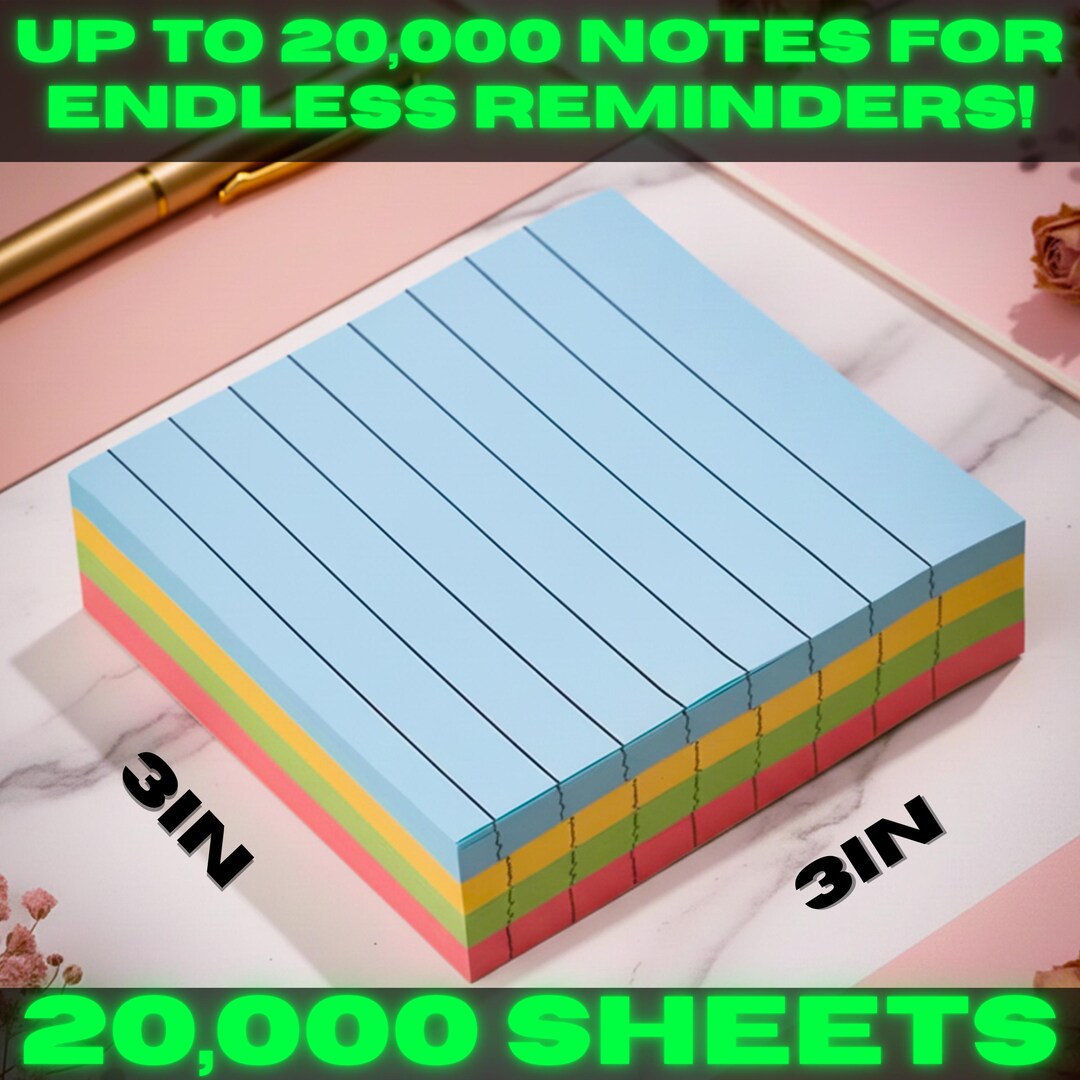 20,000 Sheet Mega Memo Block | Colorful Lined Note Cube | Non-sticky ...
