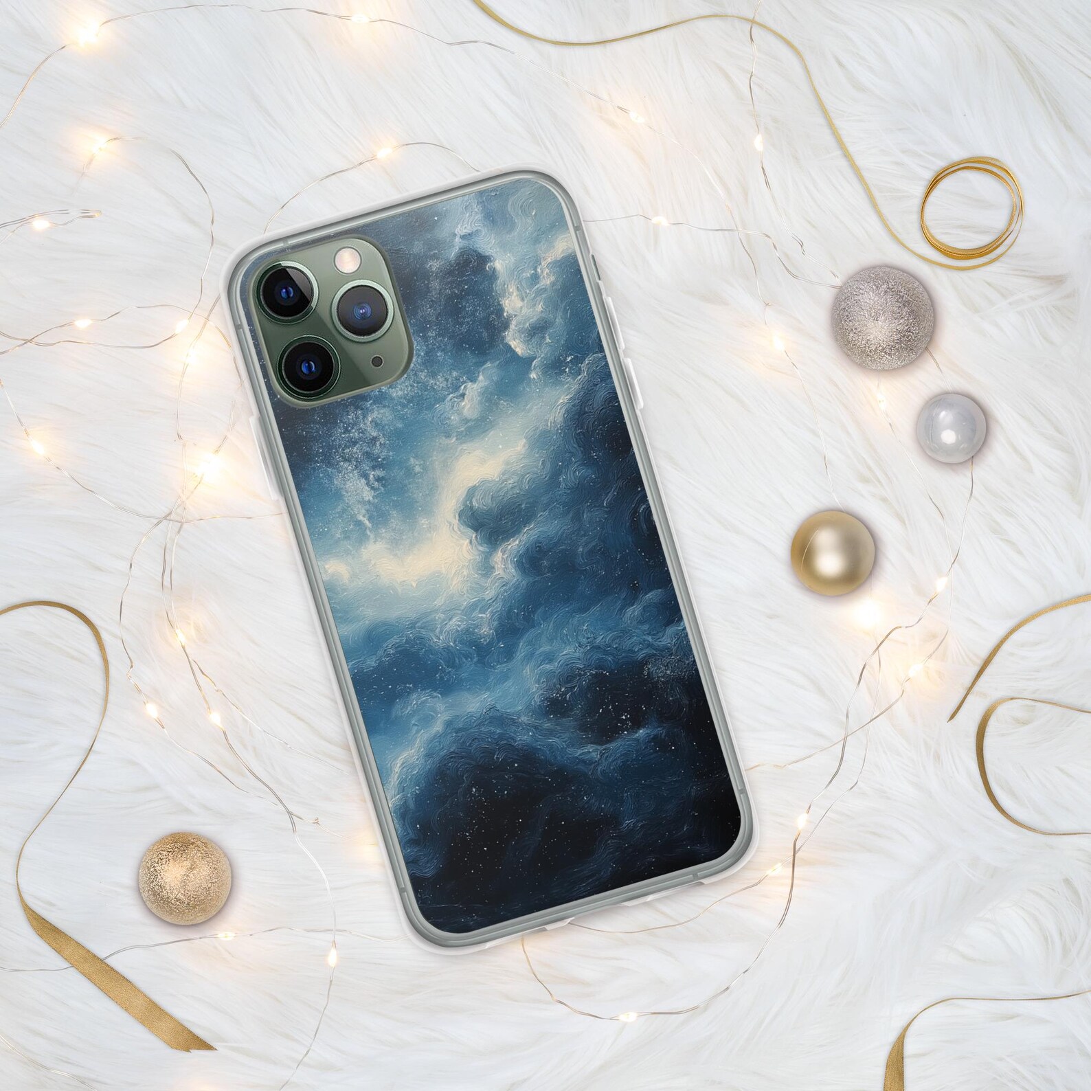 Cosmic Nebula Swirl Phone Case Blue Sky Clear Phone Case for iPhone ...