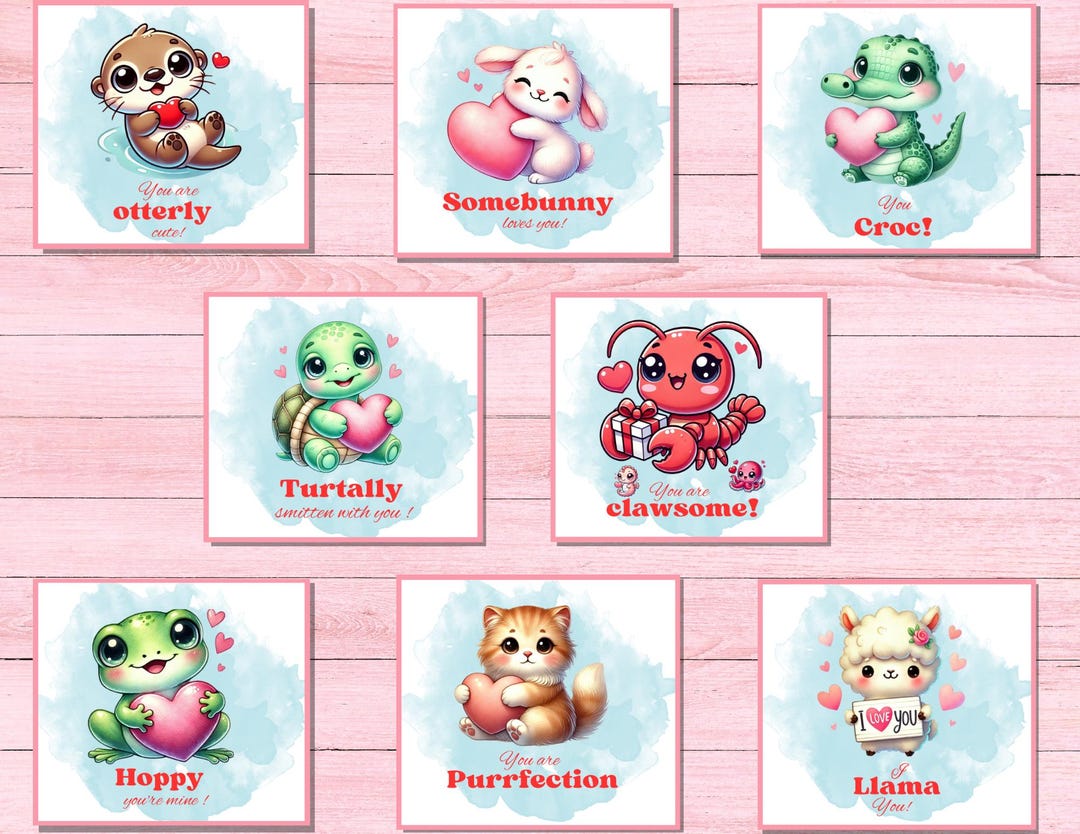 Cute Valentine Animal Cards Kids Printable Valentine Punny School ...