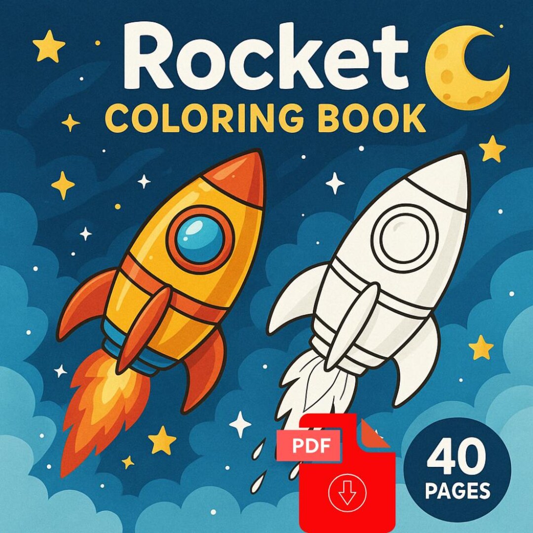 Rocket Coloring Book – 40 Pages of Space Adventure! | Instant Digital ...