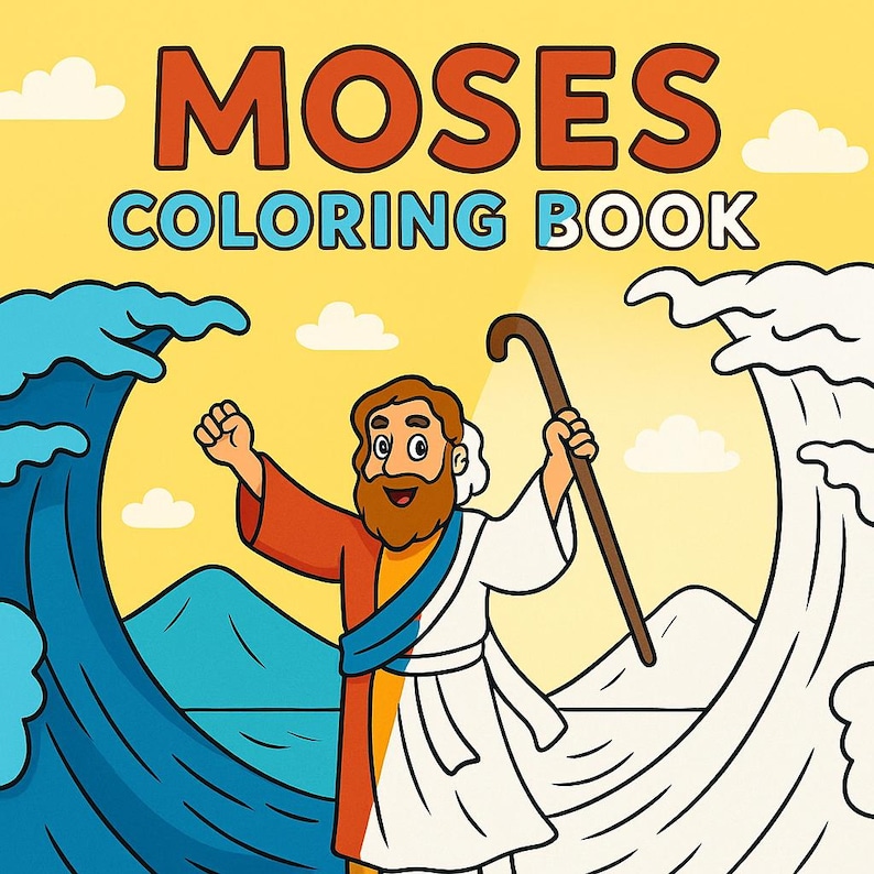 Moses Bible Story Coloring Book for Kids | Parting the Sea, Ten ...