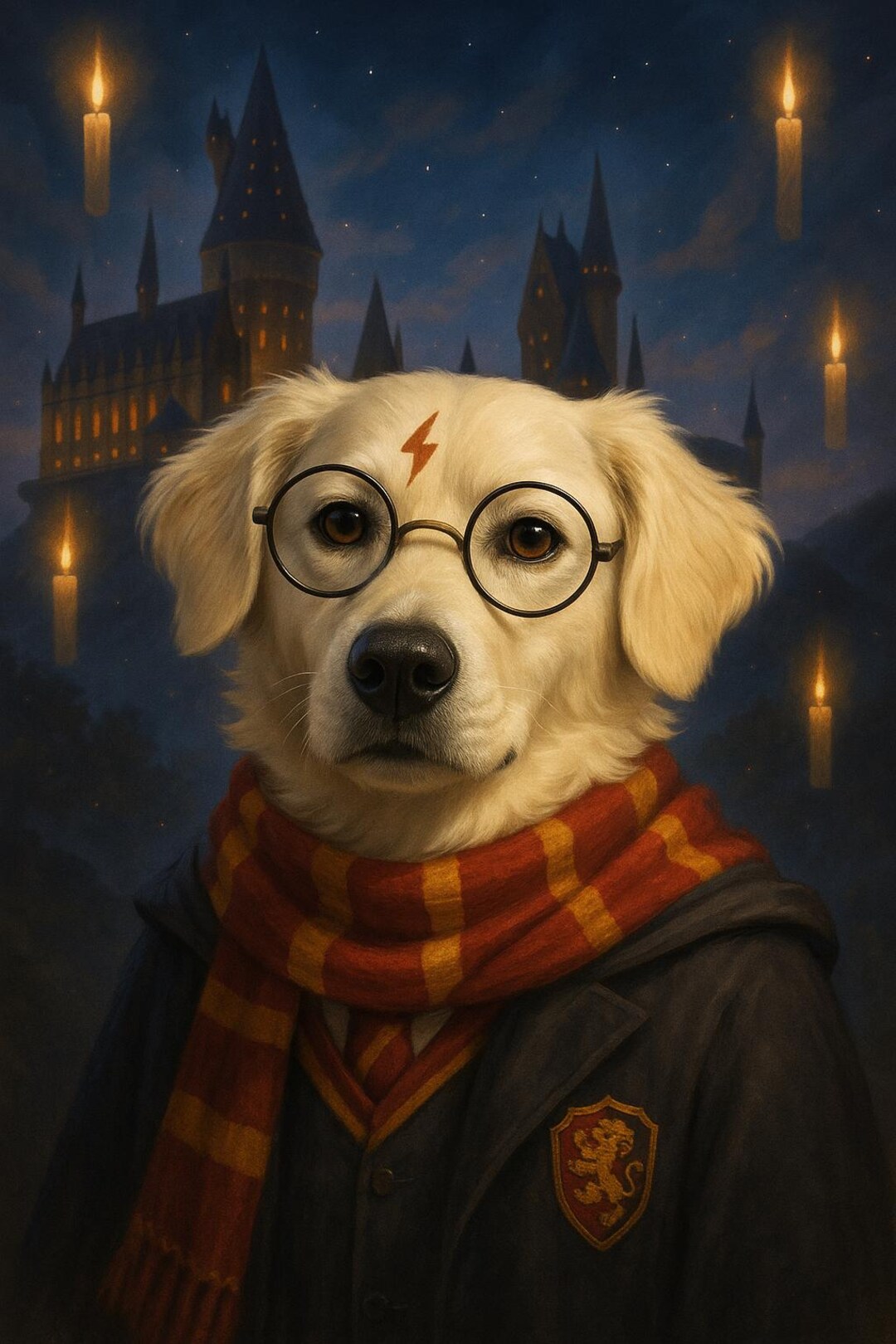 Digital Download - Custom Harry Pawter Dog | Custom Wizard Pet Portrait ...