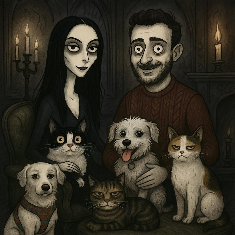 Digital Download - Gothic Family Portrait With Pets | Addams Style ...