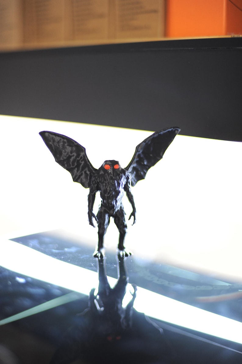 Mothman Figure | 3D Printed Black PLA, Glow Red Eyes - Etsy
