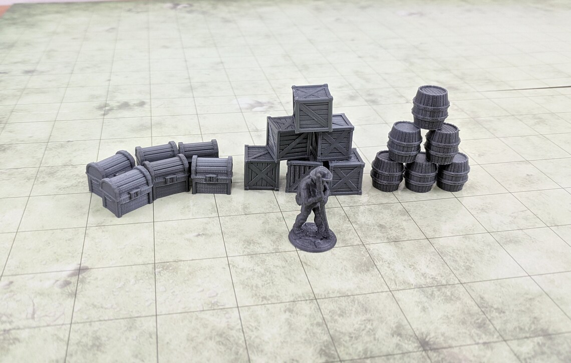 28mm Scale Crate, Barrel, Chest Set, D&D Terrain - Etsy