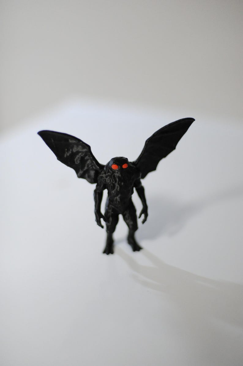 Mothman Figure | 3D Printed Black PLA, Glow Red Eyes - Etsy