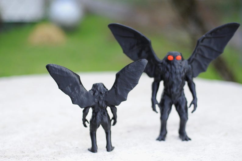 Mothman Figure – 7'' or 10'' Black PLA Cryptid With Glow-in-the-dark ...