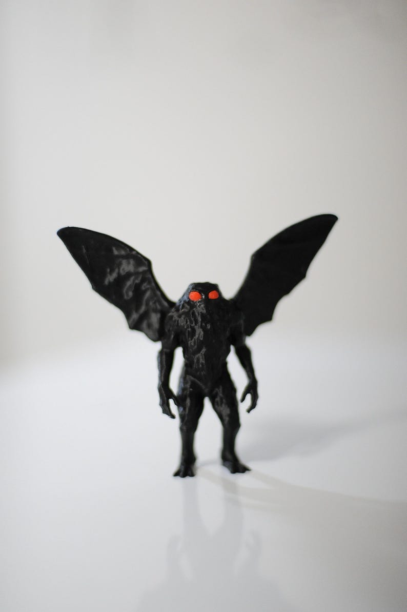 Mothman Figure | 3D Printed Black PLA, Glow Red Eyes - Etsy