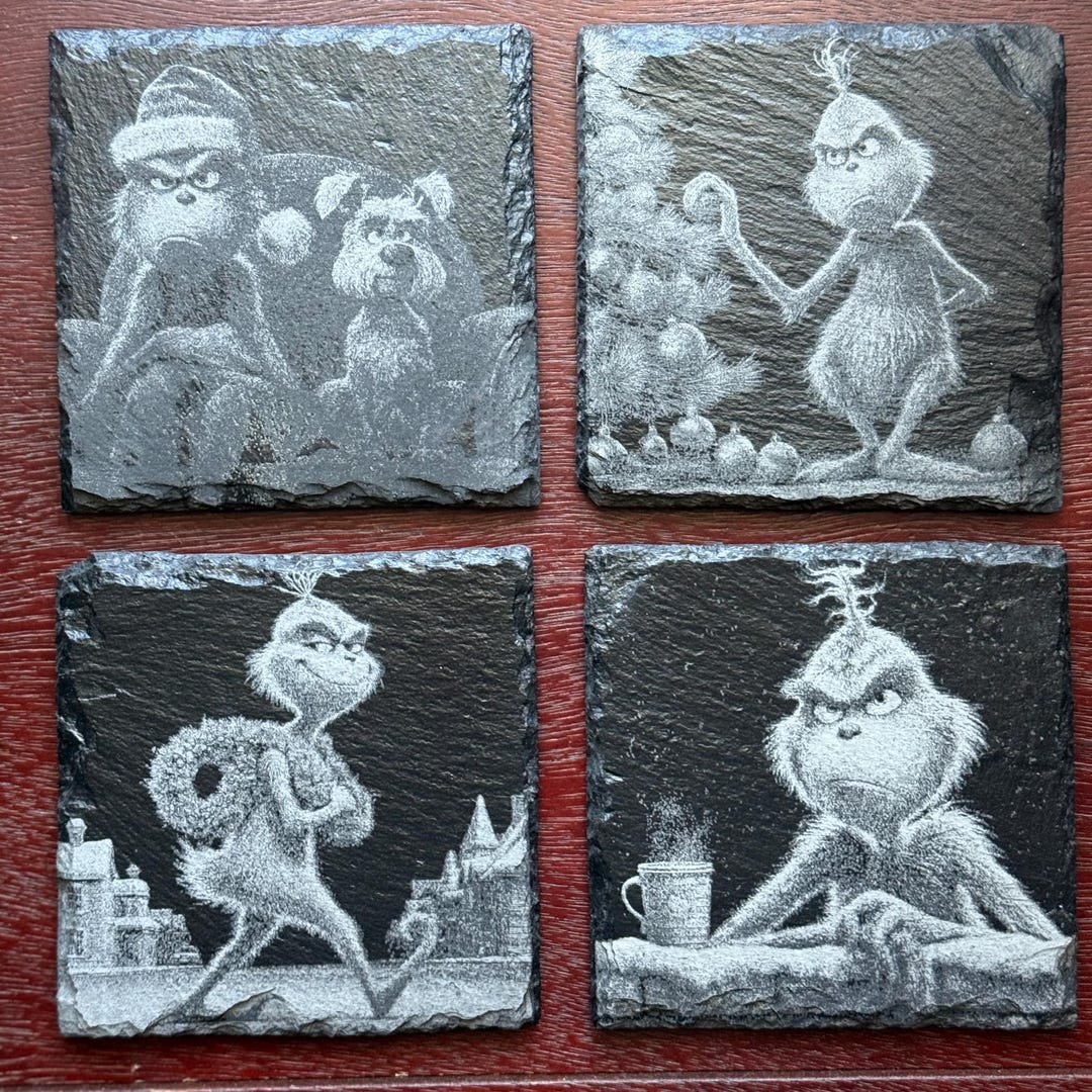 Grinch Christmas Slate Coaster Set – Funny Holiday Drink Coasters - Etsy