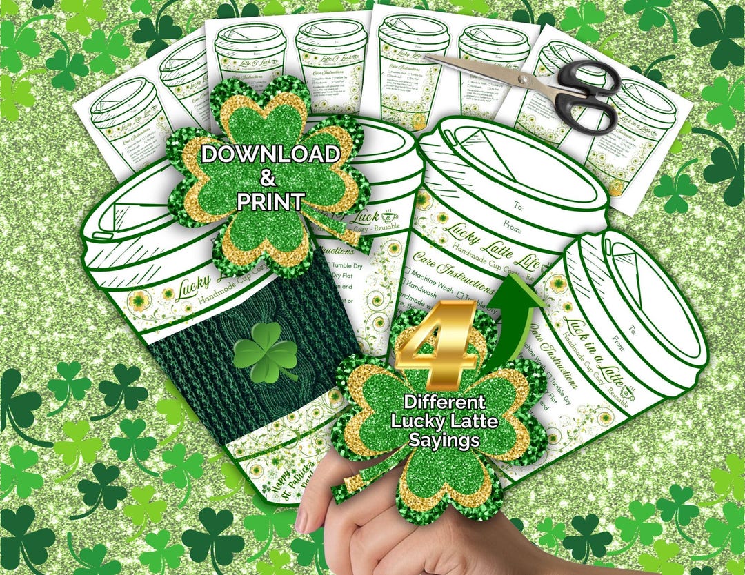 Printable St Patricks Day Coffee Cup Cozy Display Template ...