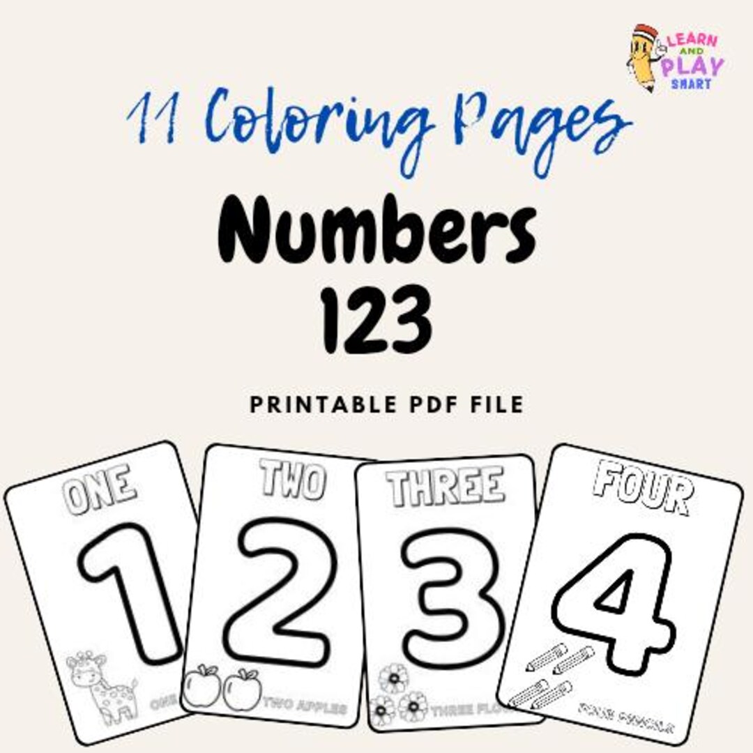 11 Pages Number Coloring Book, Printable Activity Book, Busy Book for ...