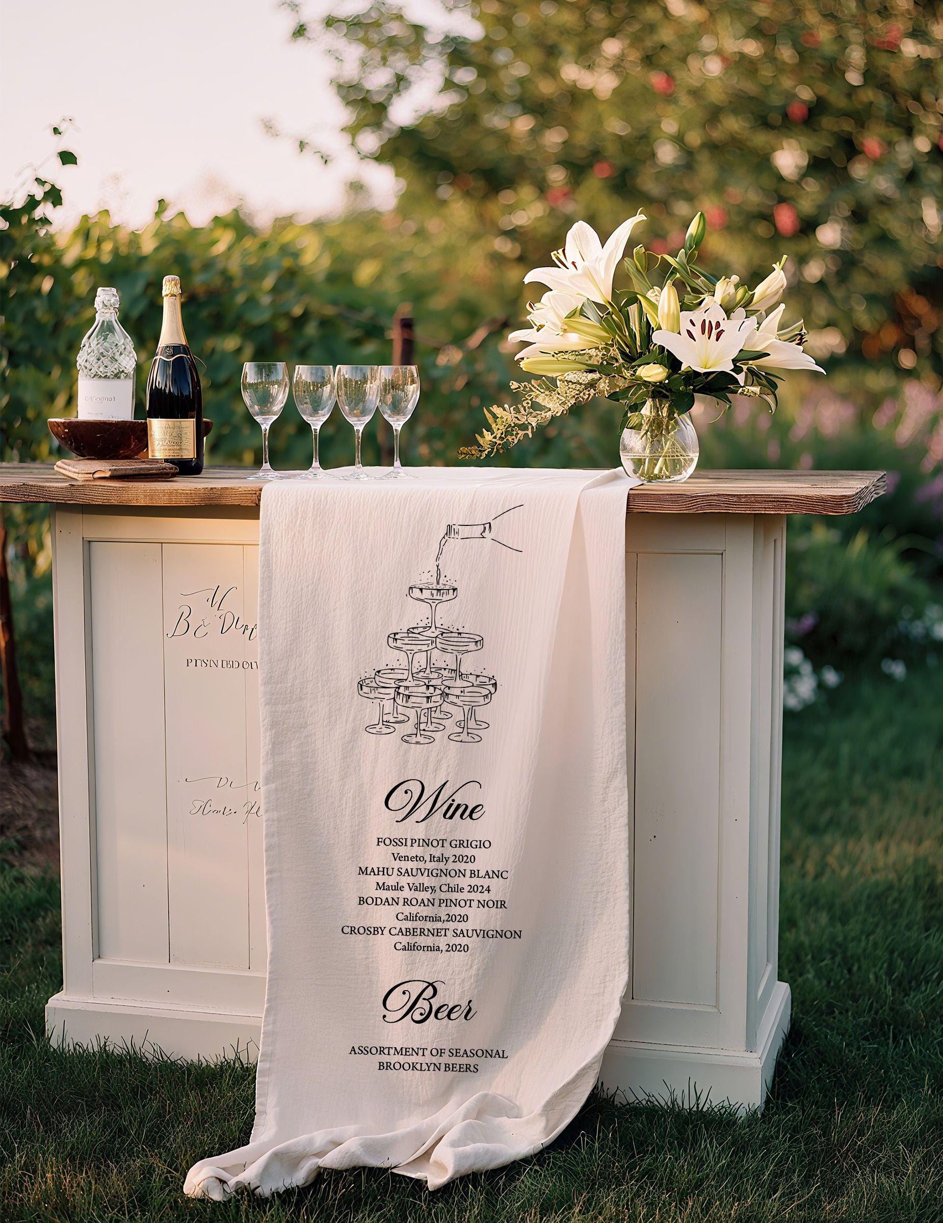 Fabric Bar Sign, Fabric Bar Menu, Wedding Bar Menu, Customizable Fabric ...