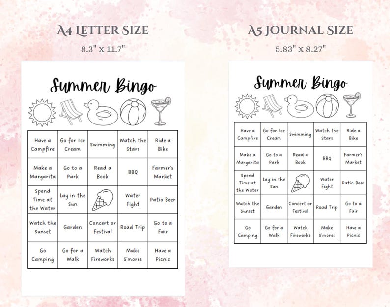 Summer Activities Bingo - Etsy