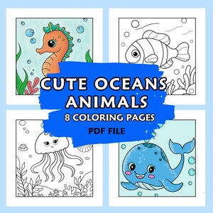 Cute Ocean Animals Coloring Pages PDF – 8 Bold and Easy Designs for ...