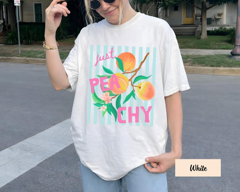 Just Peachy Graphic Shirt Comfort Colors, Retro Summer Fruit Tshirt ...