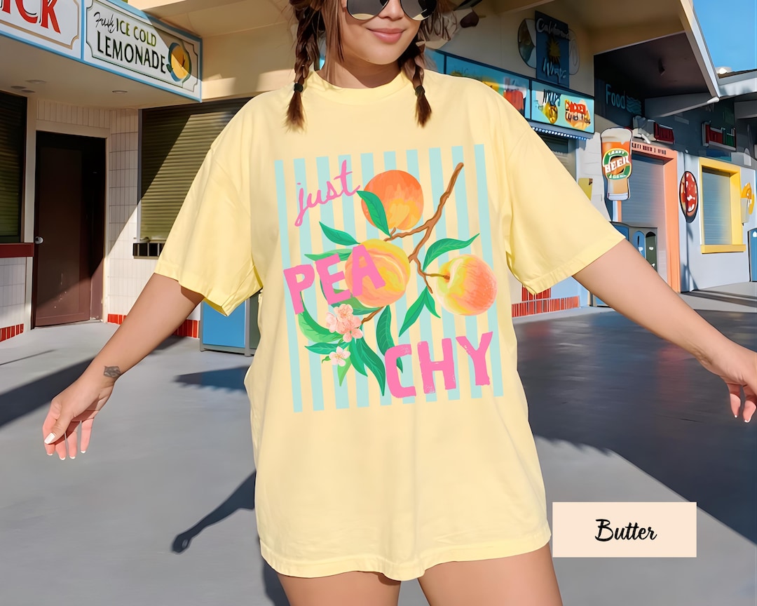 Just Peachy Graphic Shirt Comfort Colors, Retro Summer Fruit Tshirt ...