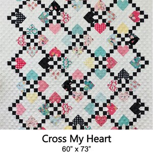 Cross My Heart Quilt Pattern, Quilted Heartz QHCMH550, Charm Squares Friendly Irish Chain Hearts ...